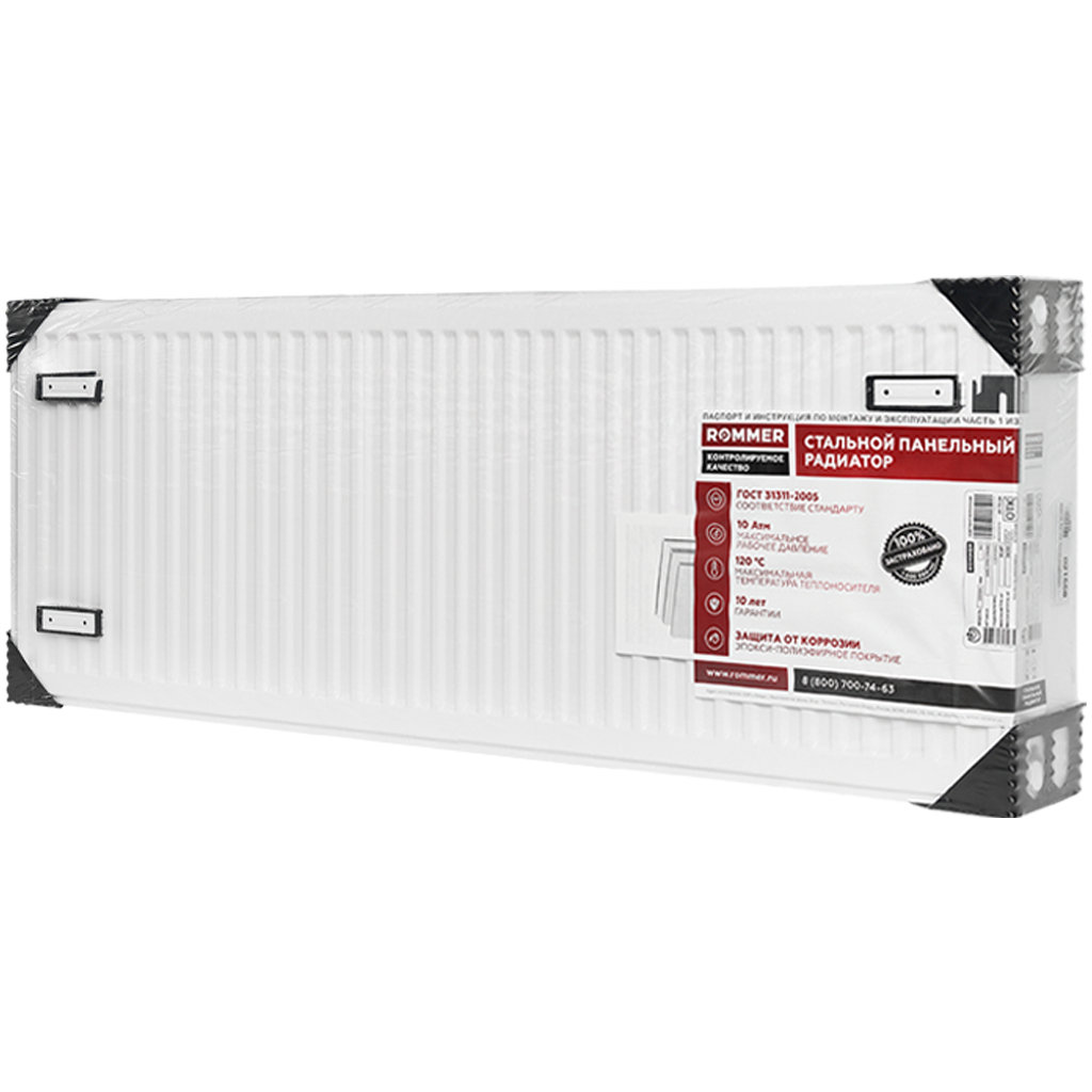 Стальной панельный радиатор ROMMER Compact 33/500/1400 боковое ...